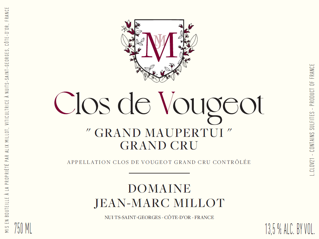 Clos de Vougeot Grand Cru "Grand Maupertui", Domaine Jean-Marc Millot ...